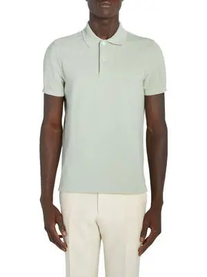 TOM FORD Short Sleeve Cotton Piqué Polo - Mint