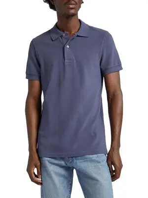 TOM FORD Short Sleeve Cotton Piqué Polo - Navy