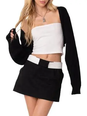 EDIKTED Anya Crop Shrug Sweater - Black