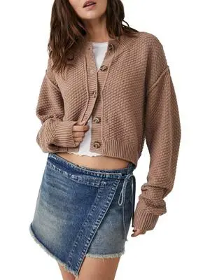 Free People Free People Lila Crop Cardigan Bunny