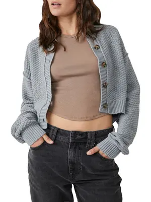 Free People Free People Lila Crop Cardigan Frosted Earth