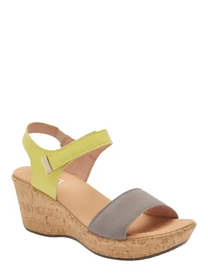 Naot Naot Summer Platform Wedge Sandal Smoke Grey Nubuck/ Soft Lime
