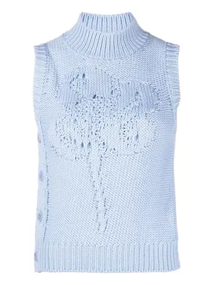 Cecilie Bahnsen Irina Floral Knitted Vest - Blue