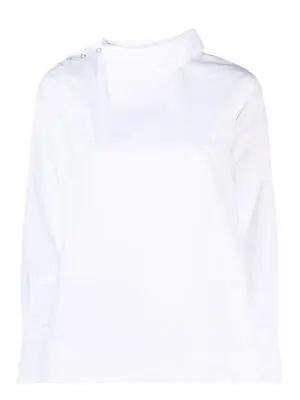 GANNI Asymmetric Organic Cotton Shirt - White