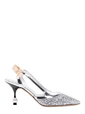 Giambattista Valli 75mm Rhinestone-embellished Slingback Pumps - Silver