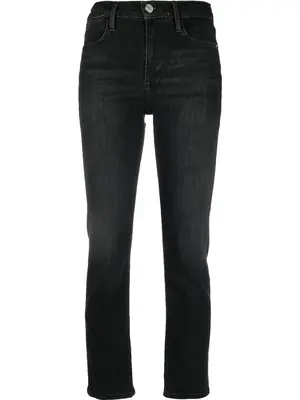 FRAME Cropped Straight-leg Jeans - Black