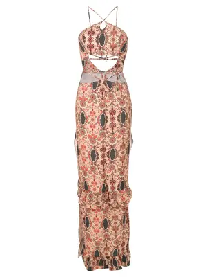 AMIR SLAMA Floral-print Halterneck Maxi Dress - Multicolour