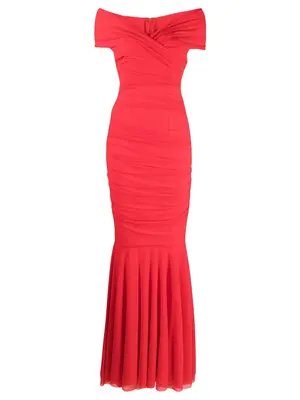 TALBOT RUNHOF Fitted Bardot Gown