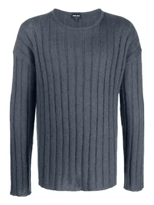 Giorgio Armani Ribbed Knit Jumper - Blue