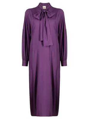 PAULA Scarf-detail Midi Dress - Purple