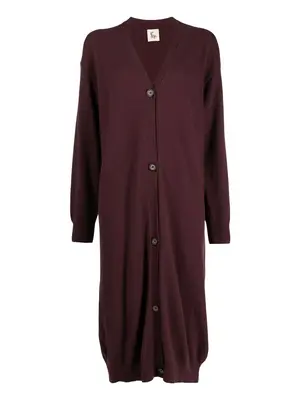 PAULA Long-length Cashmere Cardigan - Purple