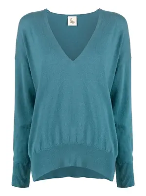 PAULA V-neck Cashmere Jumper - Blue