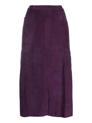 PAULA PAULA Panelled Suede Midi Skirt Purple