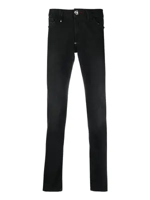 Philipp Plein Logo-plaque Slim-leg Jeans - Black