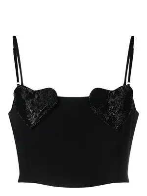 Blumarine Heart-patch Cropped Top - Black