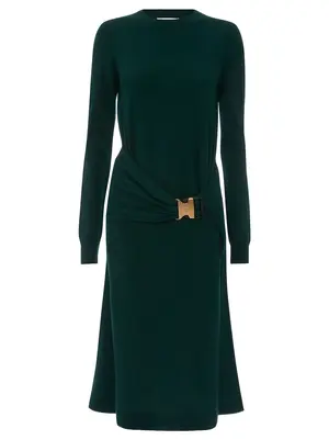 JW Anderson Buckle-waist Midi Dress - Green