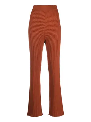 PAULA Ribbed-knit Flared Trousers - Orange