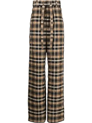 Nanushka Check-pattern Straight-leg Trousers - Brown