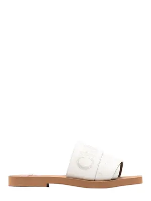 Chloé Woody Logo-embroidered Sandals - White
