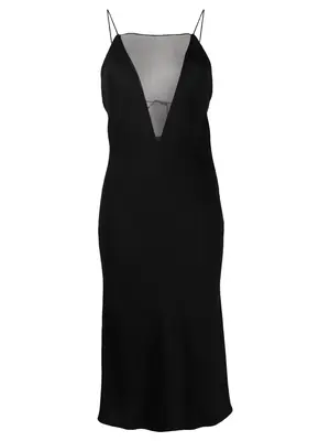 Stella McCartney Compact Silk Crepe Midi Dress - Black