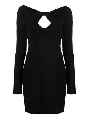 Blumarine Long-sleeve V-neck Minidress - Black