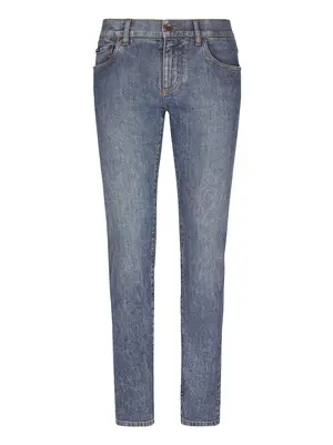 Dolce & Gabbana Logo-appliqué Skinny Jeans - Blue