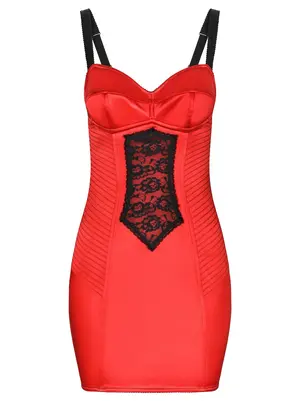 Dolce & Gabbana Lace-detail Satin Minidress - Red