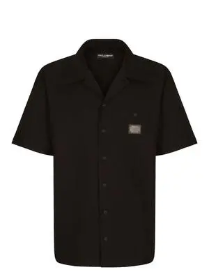 Dolce & Gabbana Logo-tag Cotton Bowling Shirt - Black