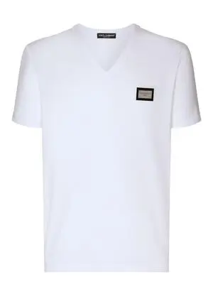 Dolce & Gabbana Logo-tag V-neck T-shirt - White