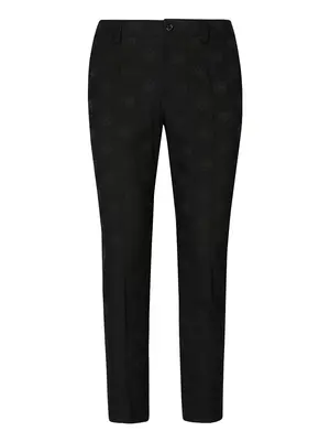 Dolce & Gabbana Monogram Jacquard Wool Trousers - Black