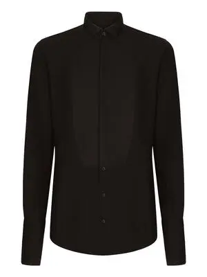 Dolce & Gabbana Gold-fit Cotton Tuxedo Shirt - Black