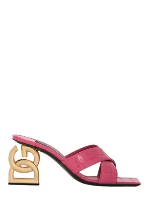 Dolce & Gabbana 75mm Embossed Crocodile Sandals - Pink
