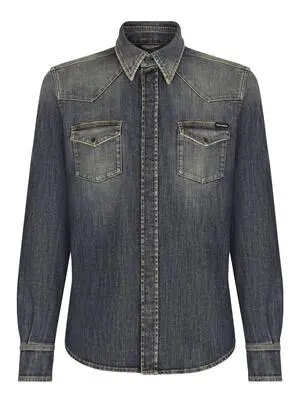 Dolce & Gabbana Button-up Denim Shirt - Grey