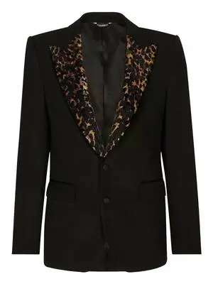 Dolce & Gabbana Sicilia-fit Leopard-print Tuxedo Blazer - Black
