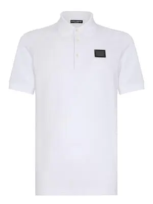 Dolce & Gabbana Logo-tag Piqué Polo Shirt - White