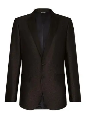 Dolce & Gabbana Martini-fit Lamé Jacquard Silk Tuxedo Suit - Black