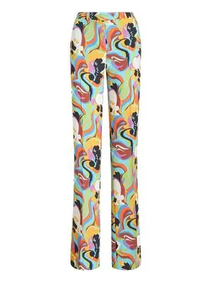 Etro Floral-print Straight-leg Trousers - Blue