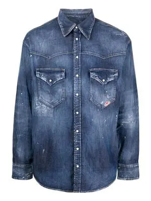 Dsquared2 Logo-patch Denim Shirt - Blue