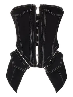 DION LEE Pocket Denim Corset - Black