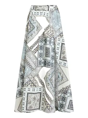 Etro Geometric Print Calf-length Skirt - White