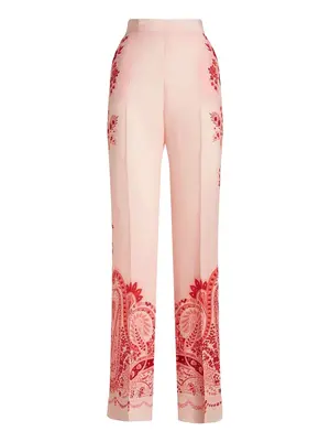 Etro Paisley-print Silk Trousers - Orange