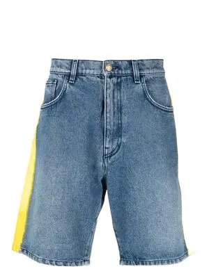 Moschino Denim Shorts With Side Stripe Detail - Blue
