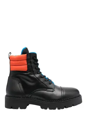 Tommy Hilfiger Padded Detail Lace-up Boots - Black