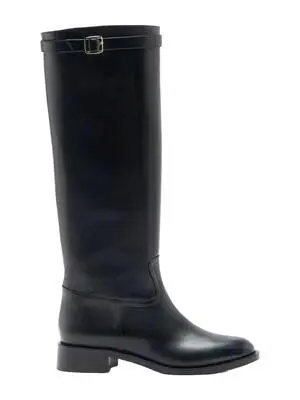 SCAROSSO Knee-high Leather Boots - Black