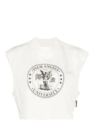 Palm Angels College Logo-print Muscle T-shirt - Neutrals