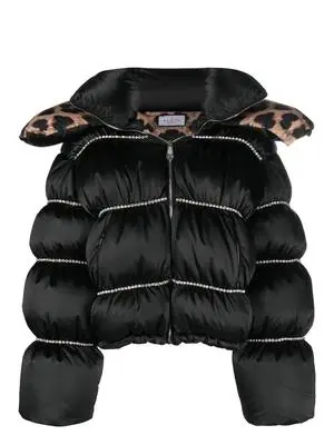 Philipp Plein Flame Embellished Puffer Jacket - Black
