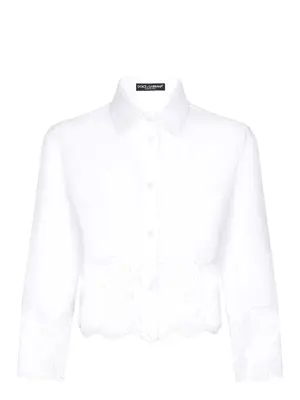Dolce & Gabbana Lace Insert Poplin Shirt - White