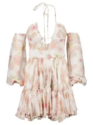 Giambattista Valli Floral-print Ruffled Mini Dress - White