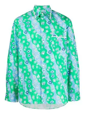 Marni Cotton Floral-print Shirt - Green