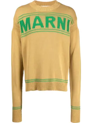 Marni Logo-print Knit Jumper - Neutrals